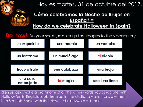 KS3/4 Spanish - Halloween in Spain / Noche de las Brujas (CLIL & SMSC ...