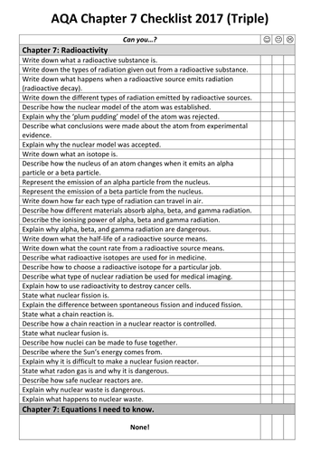 AQA (9-1) GCSE Triple Physics Revision Checklists (with equations and ... AQA (9-1) GCSE Triple Physics Revision Checklists (with equations and ...