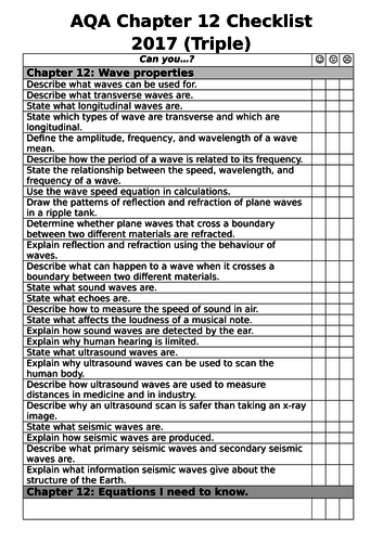 AQA (9-1) GCSE Triple Physics Revision Checklists (with equations and ... AQA (9-1) GCSE Triple Physics Revision Checklists (with equations and ...