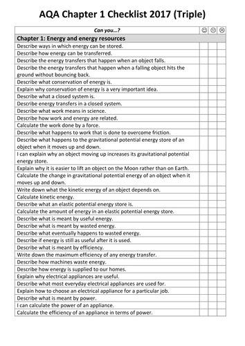 AQA (9-1) GCSE Triple Physics Revision Checklists (with equations and keywords). | Teaching ...