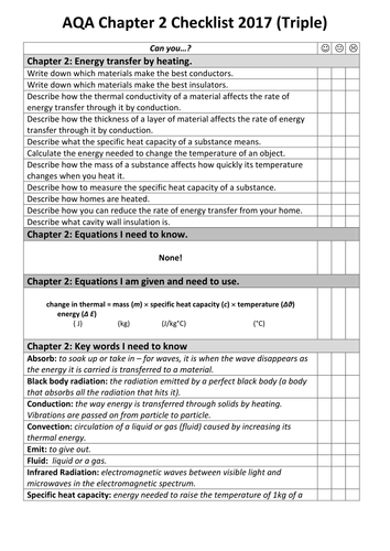 AQA (9-1) GCSE Triple Physics Revision Checklists (with equations and ... AQA (9-1) GCSE Triple Physics Revision Checklists (with equations and ...