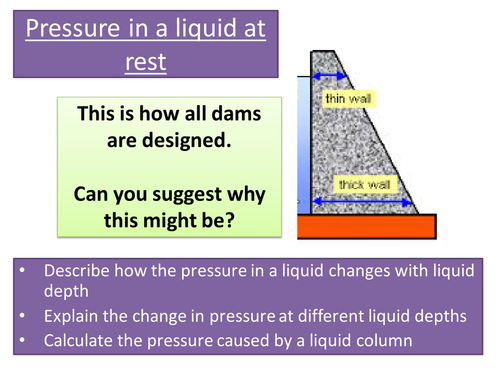 Pressure in a liquid at rest | Teaching Resources