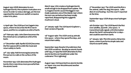 Arms Race and Space Race- full lesson, fully resourced | Teaching Resources