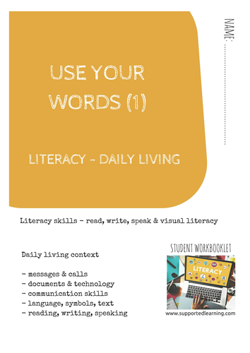 SPECIAL EDUCATION LITERACY (1) - Daily Living literacy workbooklet ...