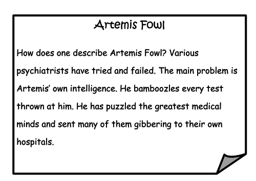 Artemis Fowl - Eoin Colfer Worksheets | Teaching Resources