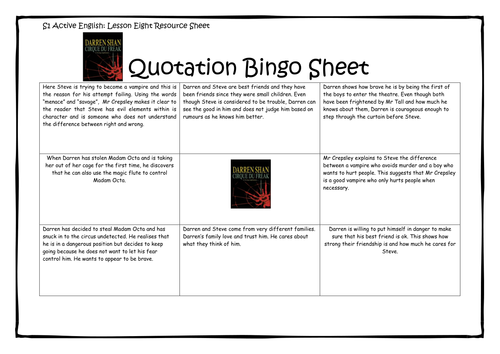 Cirque du Freak - Darren Shan Worksheets | Teaching Resources