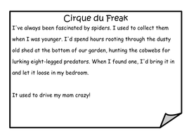 Cirque du Freak - Darren Shan Worksheets | Teaching Resources