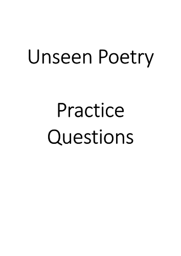 AQA Unseen Poetry Practice Questions | Teaching Resources