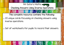 Checking Answers Using Inverse Operations | Teaching Resources