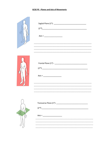 GCSE AQA Physical Education - Planes and Axis of Movement | Teaching ...