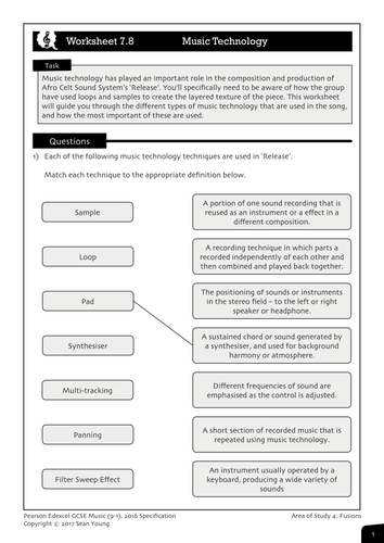 Worksheet Pack for Pearson Edexcel GCSE Music (2016 Specification ...