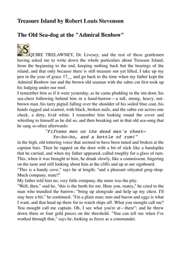 Creative Reading and Writing GCSE (1-9) two lessons : Treasure Island ...