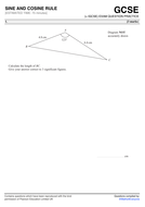 GCSE 9-1 Exam Question Practice (Sine and Cosine Rule) | Teaching Resources