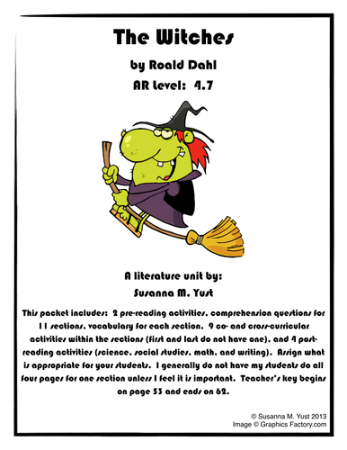 The Witches Reading - Comprehension Guide - Literature Unit | Teaching ...