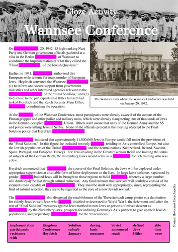 4 Cloze Activities: The Holocaust | Teaching Resources