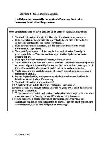 French GCSE Higher (7 - 9) Theme 2, Topic 3 Global Issues – Les droits ...