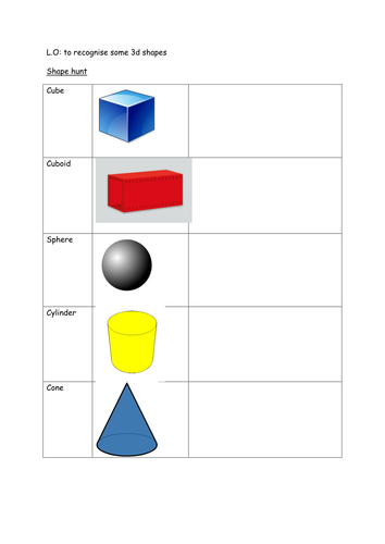 3d shape hunt | Teaching Resources
