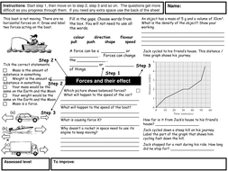 Forces and their effect homework | Teaching Resources
