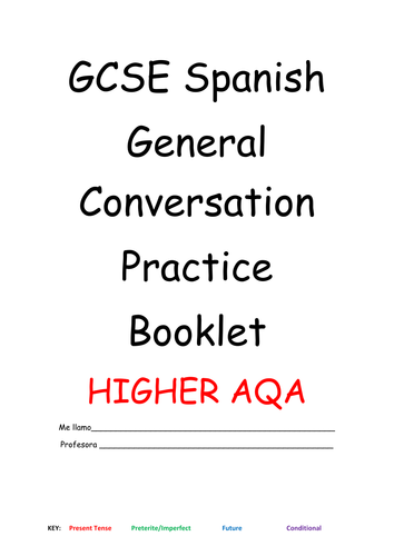 AQA GCSE Spanish General Conversation Higher | Teaching Resources