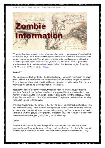 Zombie Apocalypse Unit | Teaching Resources