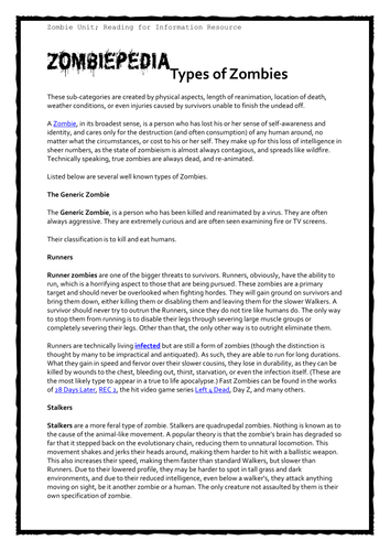 Zombie Apocalypse Unit | Teaching Resources