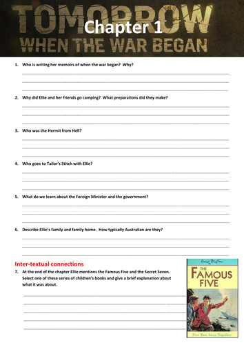 Tomorrow When the War Began - Chapters 1-5 | Teaching Resources