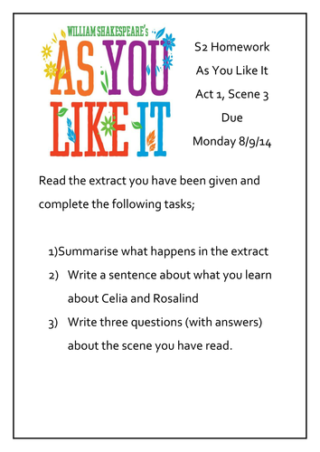 As You Like It - William Shakespeare Unit of Work | Teaching Resources