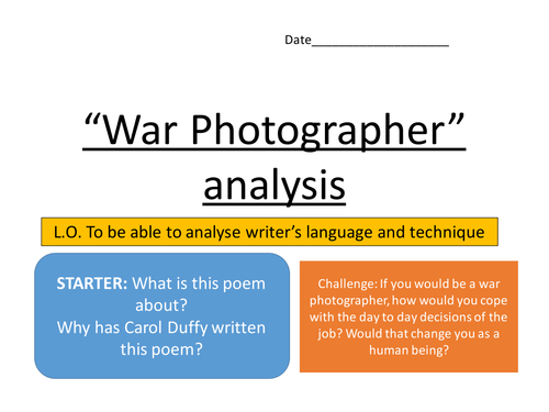 WAR PHOTOGRAPHER poem (intro, analysis, power and conflict) | Teaching ...