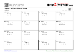 GCSE Revision (Simultaneous Equations) | Teaching Resources