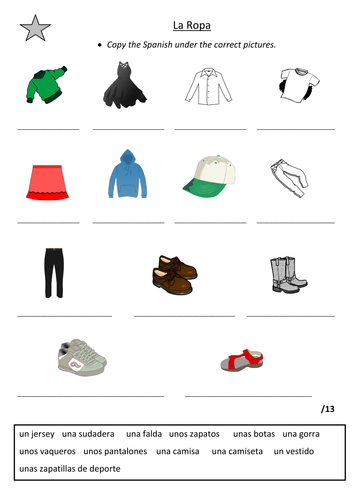 Spanish 'Clothes / La Ropa' - Yrs 8/9 (GCSE revision) Uniform, clothes ...