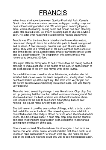 Year 5/6 Suspense narrative 2 week unit based on Francis short film ...