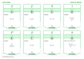 Rules for Indices (Treasure Hunt) | Teaching Resources