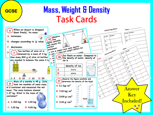 Mass, Weight & Density- Task cards - GCSE Physics | Teaching Resources
