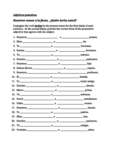 Blog 3 Possessive Adjectives Adjetivos Posesivos Los Adjetivos