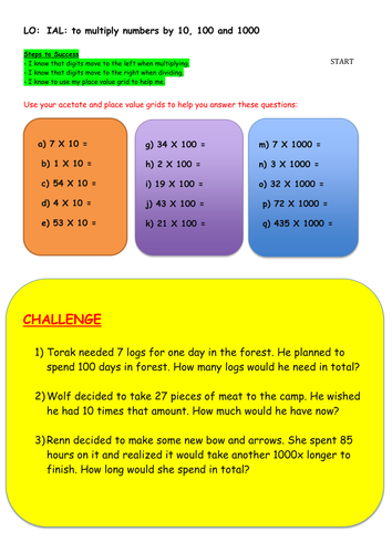 Multiplying and Dividing by 10, 100 and 1000 BUNDLE (inc differentiated ...