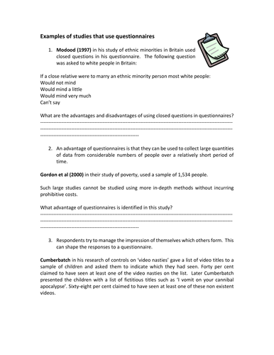 AQA A Level Sociology - Education and Research Methods - Questionnaires ...