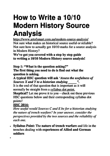Modern History- how to earn extra HSC marks source analysis and ...