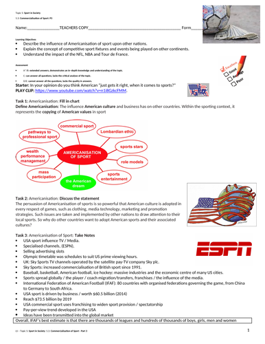 A-Level PE EDEXCEL (spec 2016) 5.3. Commercialisation of Sport: Part 3 ...
