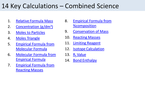 Year 11 Combined Science Calculation Revision Edexcel 9-1 Chemistry ...
