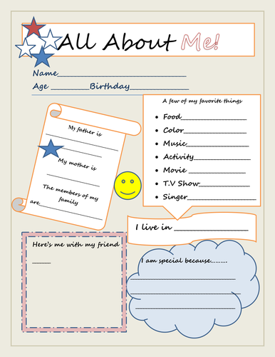 First Day Activity-All about me | Teaching Resources