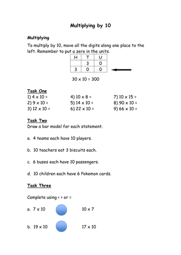 Multiplying by 10 Year 4 Mastery | Teaching Resources