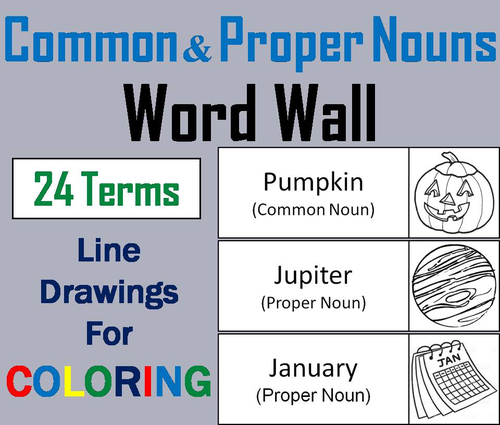 Common and Proper Nouns Word Wall Cards | Teaching Resources