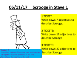 Scrooge in Stave 1 lesson. 5 short extracts with questions, activities ...
