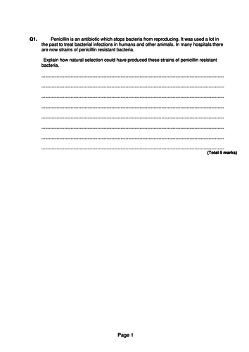 Set of 26 Biology extended writing questions (6 mark questions) NEW AQA ...