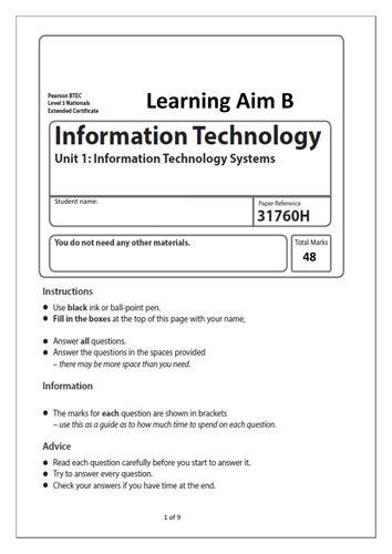 BTEC ICT Level 3 Unit 1: Information Technology Systems, Learning Aim B ...
