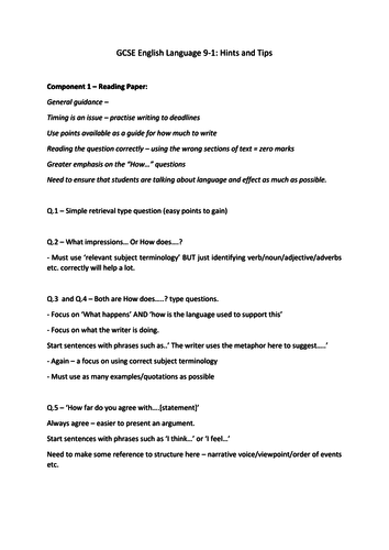 EDUQAS GCSE English Language Paper 1 'language' question (OBED exam ...