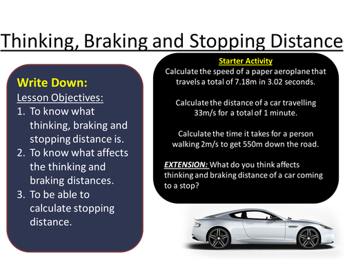 Complete lesson on Thinking, Braking and Stopping Distance with Lesson ...