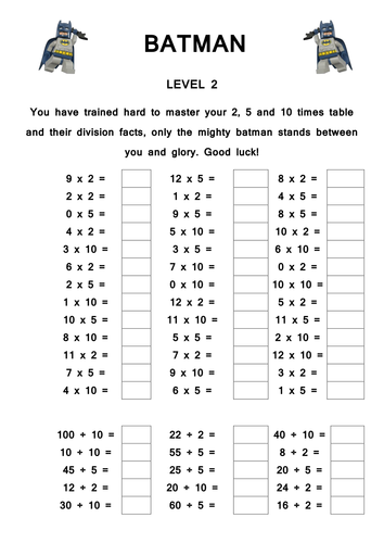 Superhero Times Table Challenge | Teaching Resources