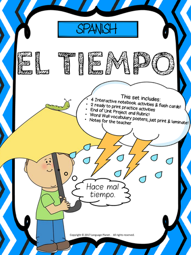 SPANISH- El Tiempo- ¿Qué tiempo hace?(Weather) Activities, Flash cards ...