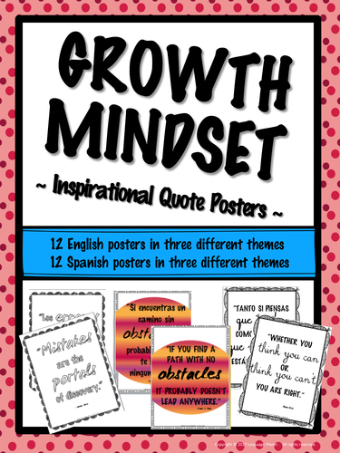 GROWTH MINDSET Inspirational Quotes in English and Spanish | Teaching ...